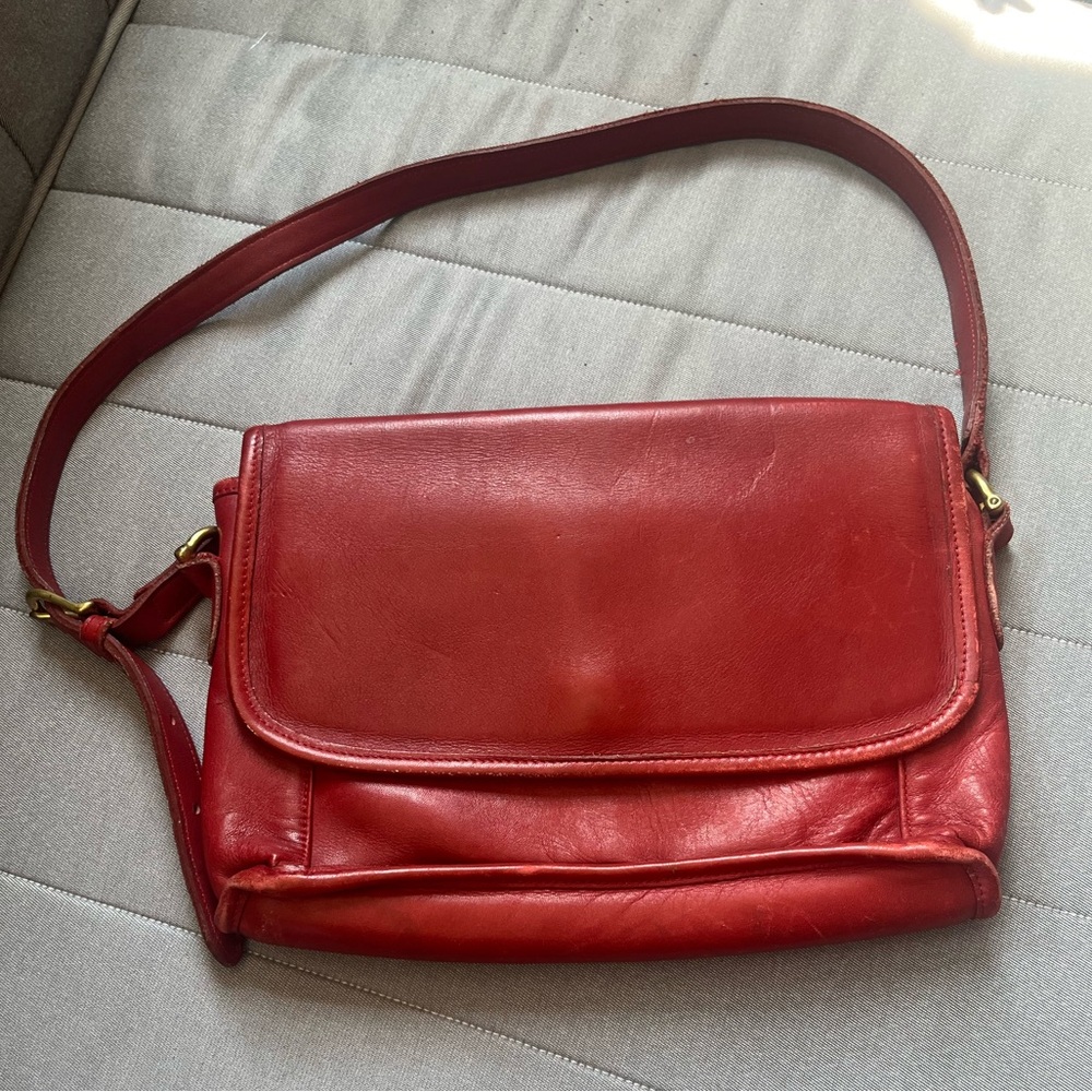 Vintage Coach Willis Red Leather Shoulder/Cross-Body … - Gem